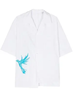 LANVIN Bird-appliqué Pinstriped Shirt