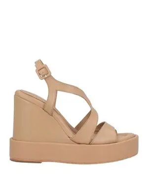 PALOMA BARCELO PALOMA BARCELÓ Leather Wedge Sandals Camel