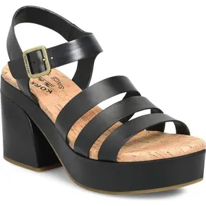 KORK-EASE® Pasha Platform Sandal - Black Leather