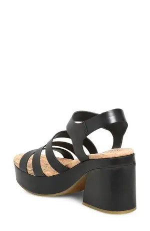 KORK-EASE® Pasha Platform Sandal - Black Leather