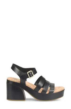 KORK-EASE® Pasha Platform Sandal - Black Leather