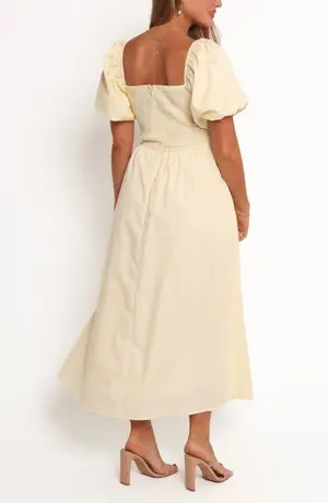 PETAL & PUP Puff Sleeve Midi Dress - Yellow
