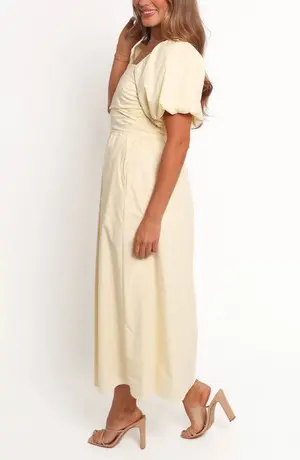 PETAL & PUP Puff Sleeve Midi Dress - Yellow
