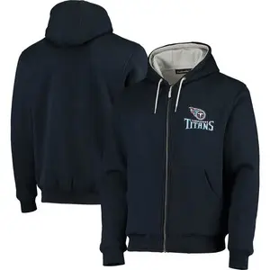 DUNBROOKE Tennessee Titans Craftsman Thermal-lined Full-zip Hoodie - Navy