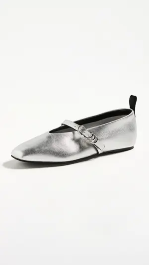 Rag & Bone Spire Mary Jane Flats - Slvr