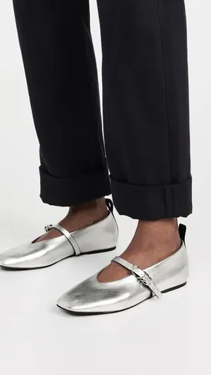 Rag & Bone Spire Mary Jane Flats - Slvr