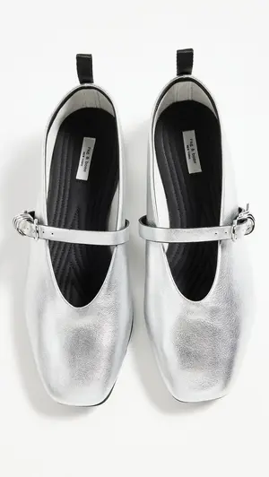 Rag & Bone Spire Mary Jane Flats - Slvr