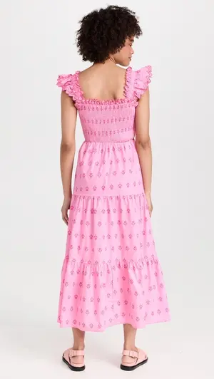 Moon River Smocked Tiered Midi Dress