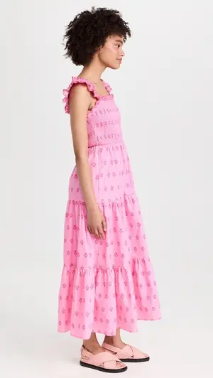 Moon River Smocked Tiered Midi Dress