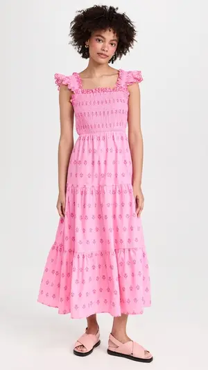 Moon River Smocked Tiered Midi Dress
