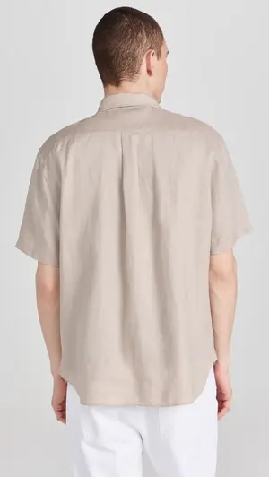 Vince Linen Short Sleeve Shirt - Pumice Rock