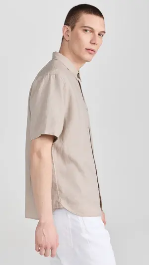 Vince Linen Short Sleeve Shirt - Pumice Rock