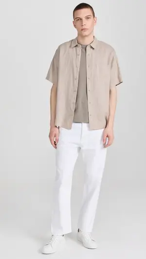 Vince Linen Short Sleeve Shirt - Pumice Rock