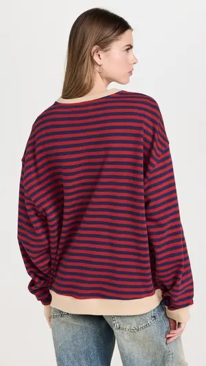 Free People Striped Crewneck Sweatshirt - Nautical Combo