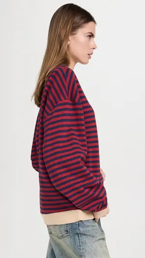 Free People Striped Crewneck Sweatshirt - Nautical Combo