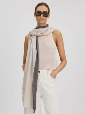 REISS Beatrix Modal-linen Striped Scarf