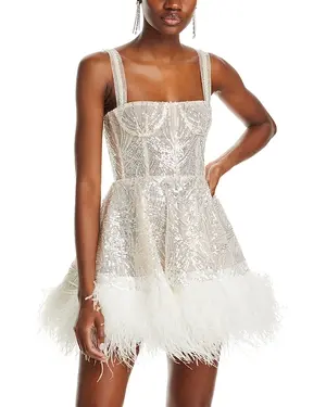 BRONX AND BRONCO Mademoiselle Beaded Bustier Mini Dress - White