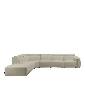 CHATEAU D'AX Nuvola 6 Piece Power Leather Sectional Sofa - Light Grey