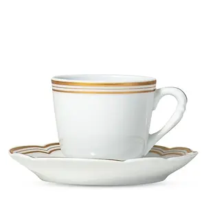 Bernardaud Pompadour Moka Cup And Saucer - White/gold