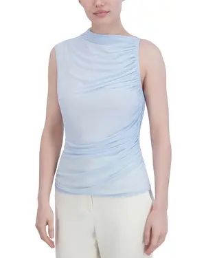 Bcbgmaxazria Asymmetric Shirred Mesh Top