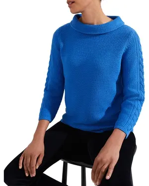 HOBBS LONDON Camilla Cable Jumper - Fjord Blue