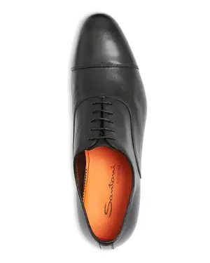 Santoni Darian Cap Toe Dress Shoes - Black