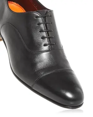 Santoni Darian Cap Toe Dress Shoes - Black