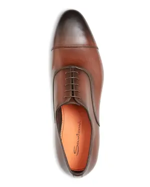 Santoni Darian Cap Toe Dress Shoes - Brown
