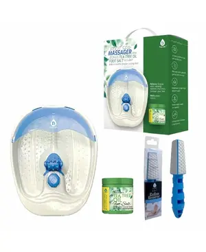 PURSONIC Soothing Foot Spa Massager With Tea Tree Salt Scrub & Callus Remover - Multicolor