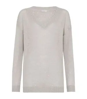 Brunello Cucinelli Diamond Yarn Monili-detail Sweater