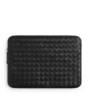 Bottega Veneta Leather Intrecciato Document Case - Grey