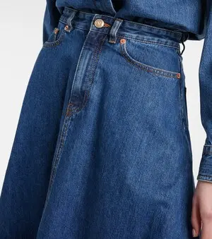Valentino Garavani Vgold Distressed Denim Midi Skirt