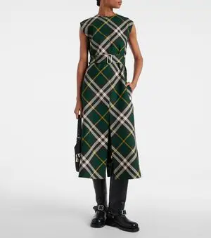 Burberry Check Wool Midi Dress