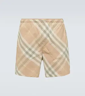 Burberry Check Swim Trunks - Beige