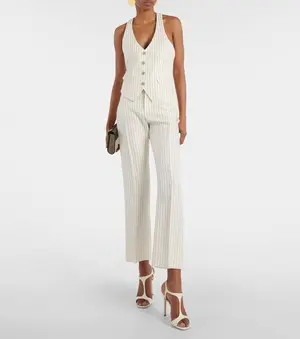 TOM FORD Striped Wool-blend Straight Pants - White