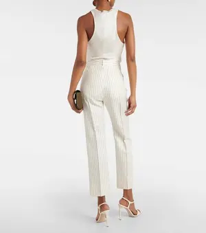 TOM FORD Striped Wool-blend Straight Pants - White