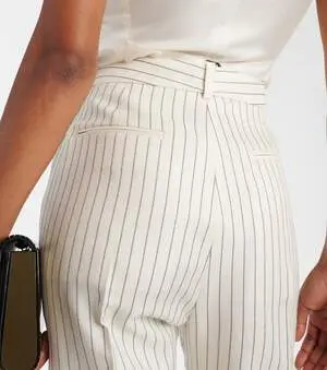 TOM FORD Striped Wool-blend Straight Pants - White