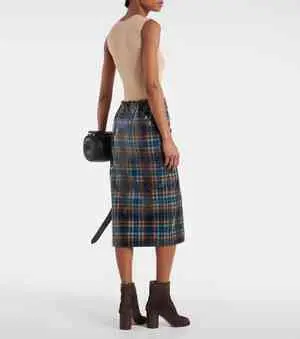 MAISON MARGIELA Checked Coated Wool Midi Skirt
