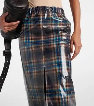 MAISON MARGIELA Checked Coated Wool Midi Skirt