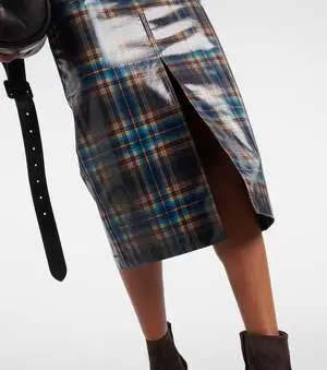 MAISON MARGIELA Checked Coated Wool Midi Skirt