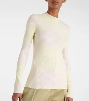 Burberry Check Wool-blend Top - Yellow