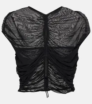 MUGLER Cutout Mesh Crop Top