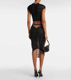 MUGLER Cutout Mesh Crop Top