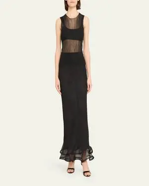 Simkhai Kelso Ruffled Plisse Maxi Skirt - Black
