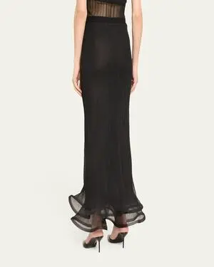 Simkhai Kelso Ruffled Plisse Maxi Skirt - Black