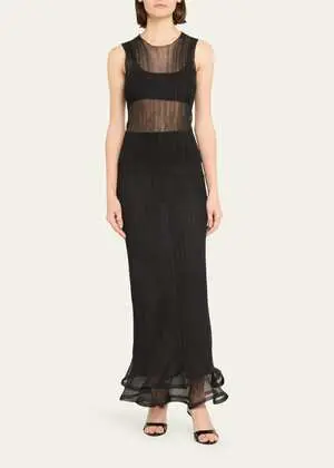 Simkhai Kelso Ruffled Plisse Maxi Skirt - Black