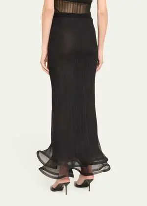 Simkhai Kelso Ruffled Plisse Maxi Skirt - Black