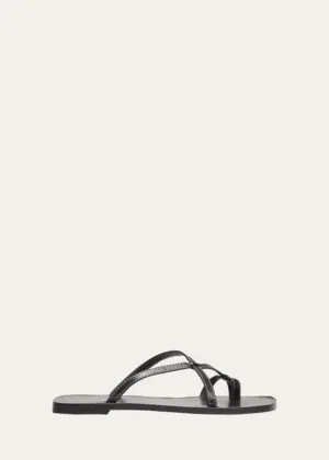 THE ROW Link Leather Flat Slide Sandals