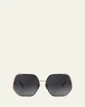 BVLGARI Serpenti Geometric Sunglasses Grey/brown