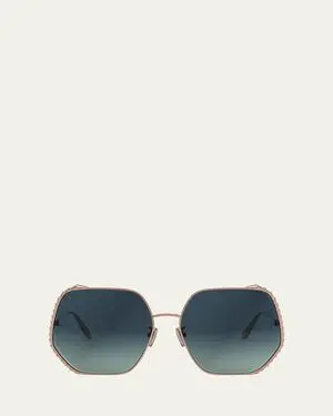 BVLGARI Serpenti Geometric Sunglasses Rose Gold